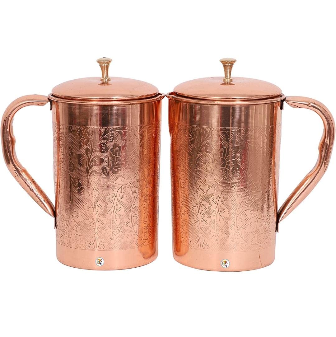 Buy TC Etching Copper Jug Pitcher (Set of 2 Jugs)-2000 ML Each Online ...