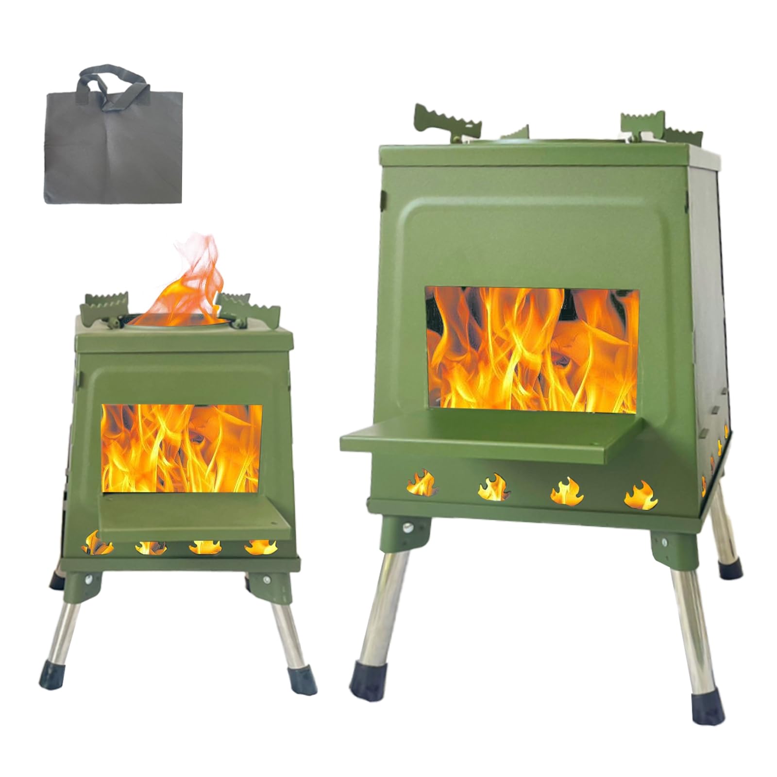 Small Camp Wood Stove with Carrying Case, Portable Camping Stove ...