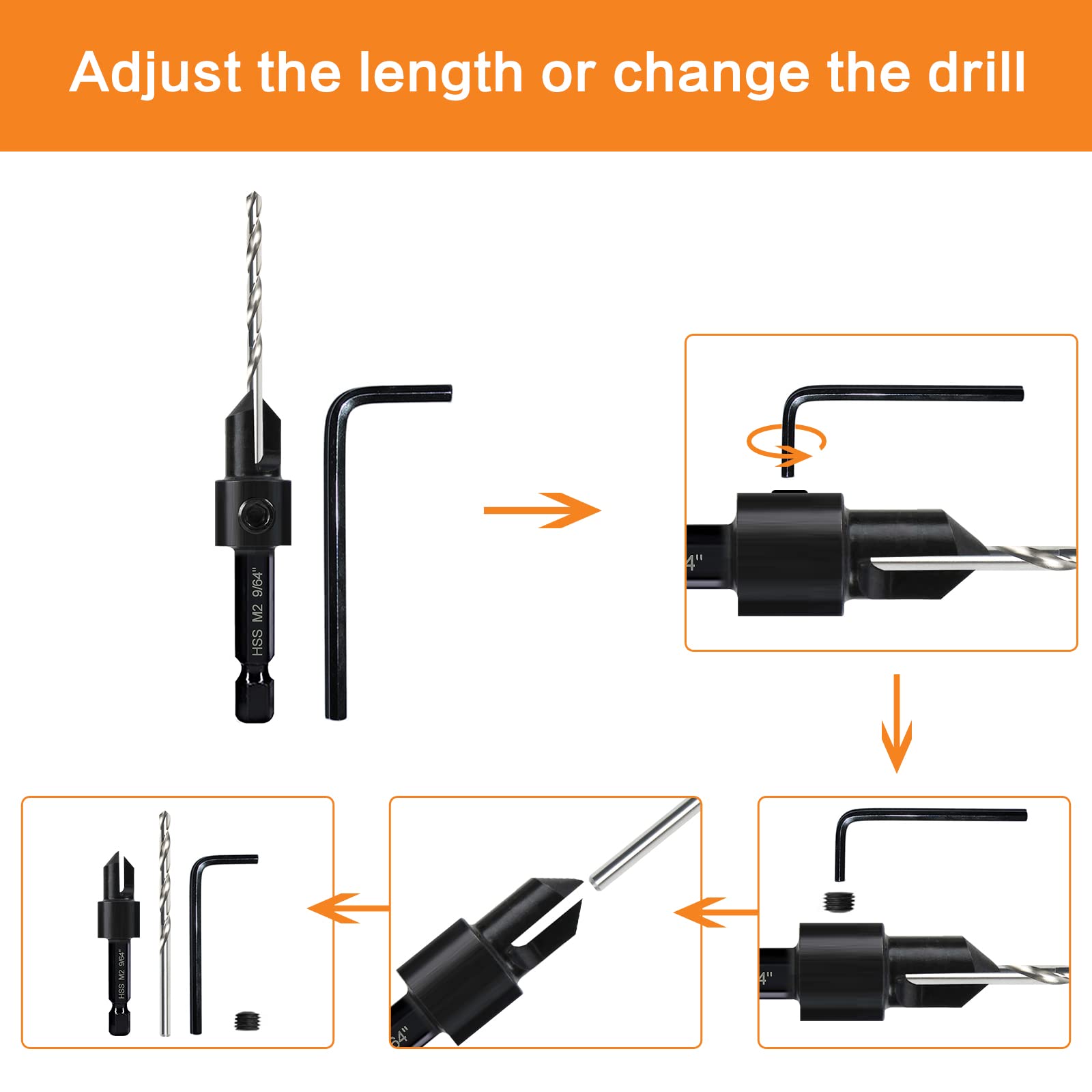 Snapklik.com : 3 Pack Countersink Drill Bit Set #10#12#16, 3in1 ...