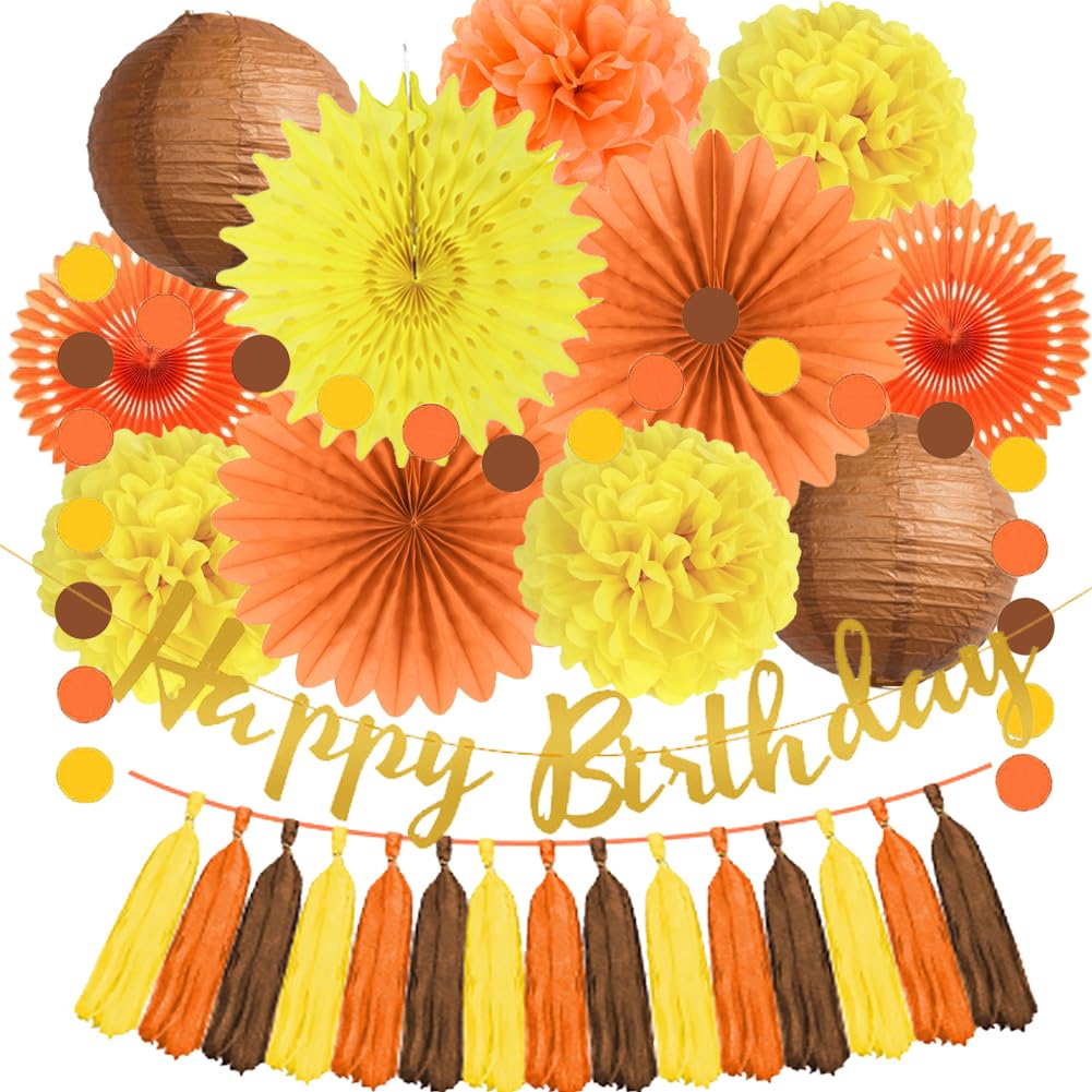 Amazon.com: Fall Birthday Party Decorations Orange Yellow Brown ...