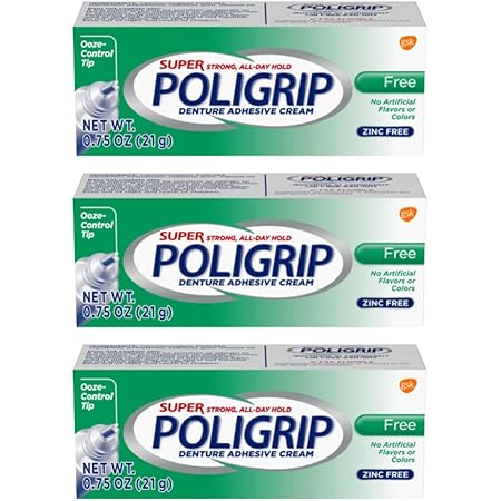 Amazon.com: Super PoliGrip Denture Adhesive Cream 0.75 oz (3 Pack ...