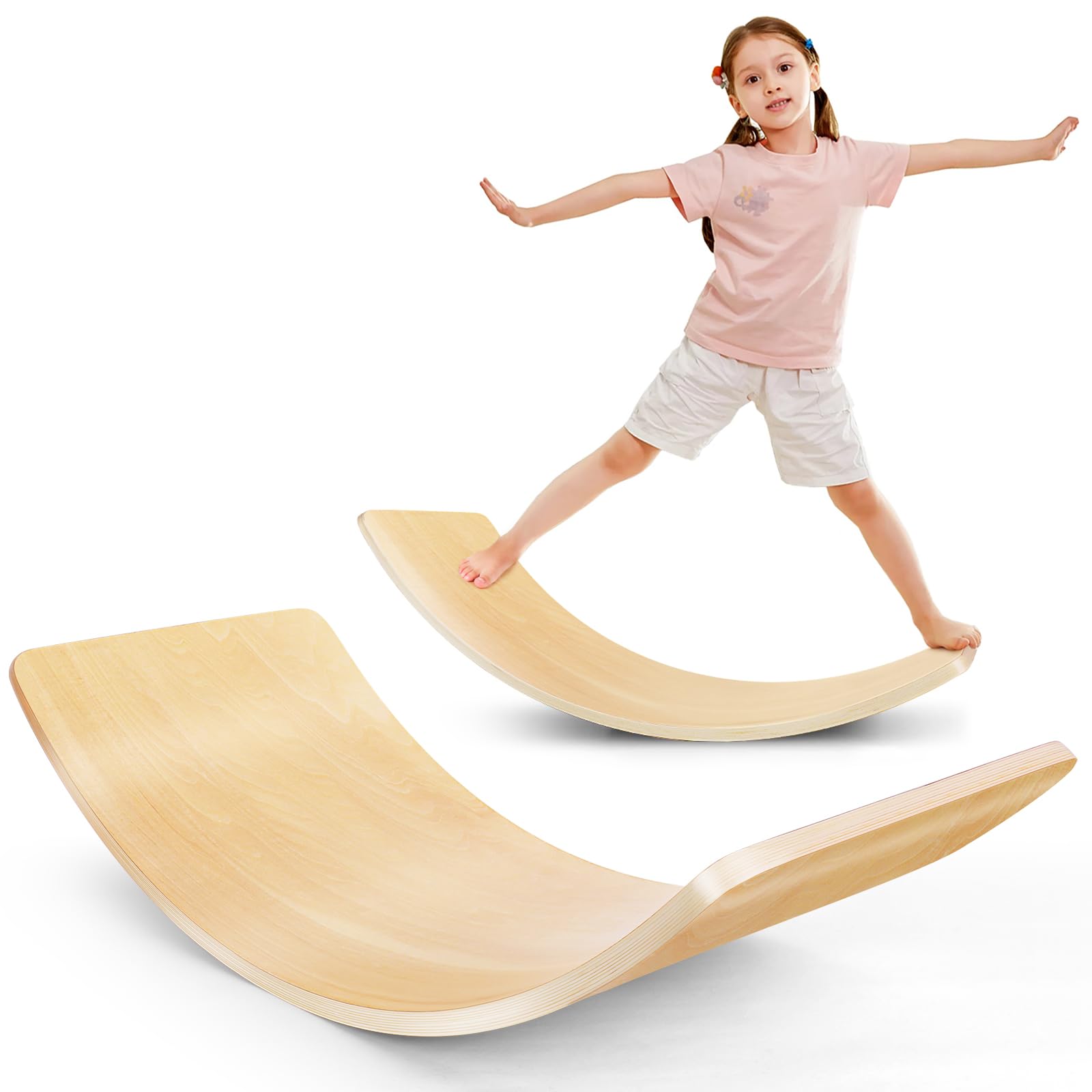 SMINDER Wooden Balance Board Kids Wobble Board Montessori Rocker Yoga ...