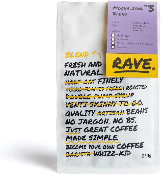 Rave Coffee - Mocha Java Blend - Freshly Roasted Whole Beans 250g ...