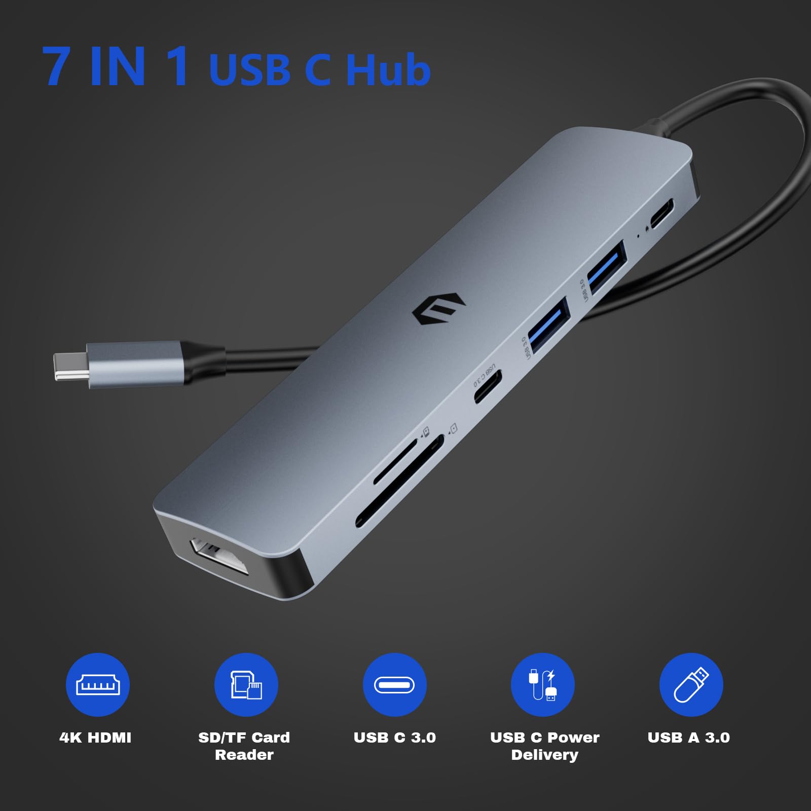 Snapklik.com : USB C Hub, 7 Port Aluminum USB C Hub, Connect Dual ...