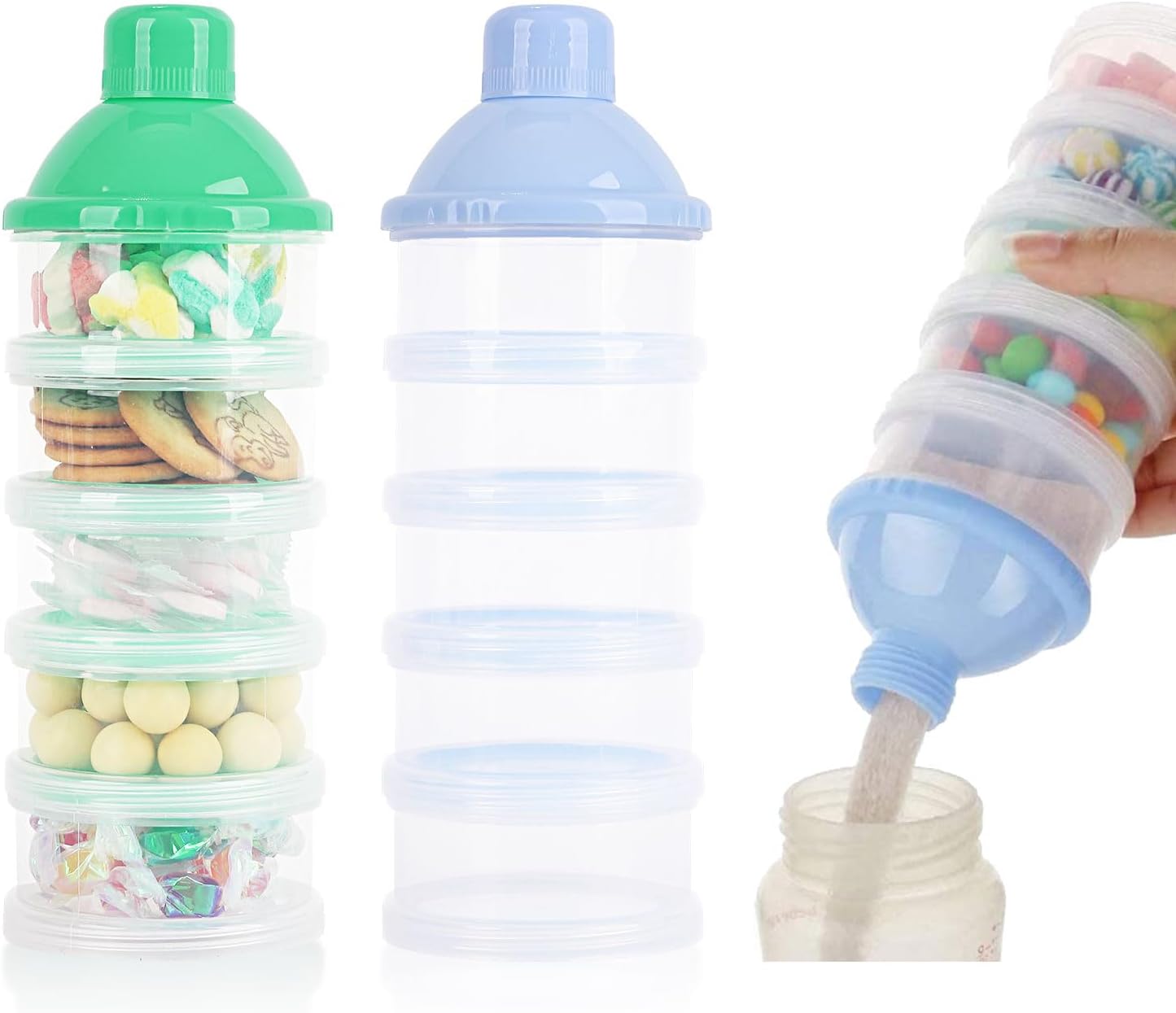 Amazon.com : 2 PCS 5 Layers Baby Milk Powder Dispenser, Portable Formula Dispenser, Travel Milk ...