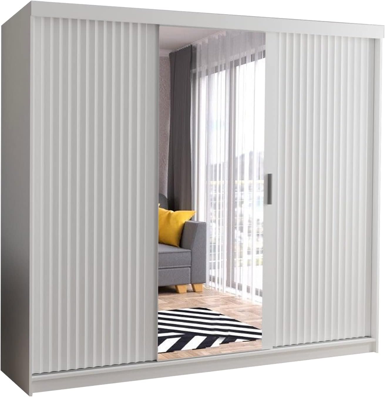 Sliding Wardrobe 4U Wave Double Sliding Mirror Door Wardrobe with ...