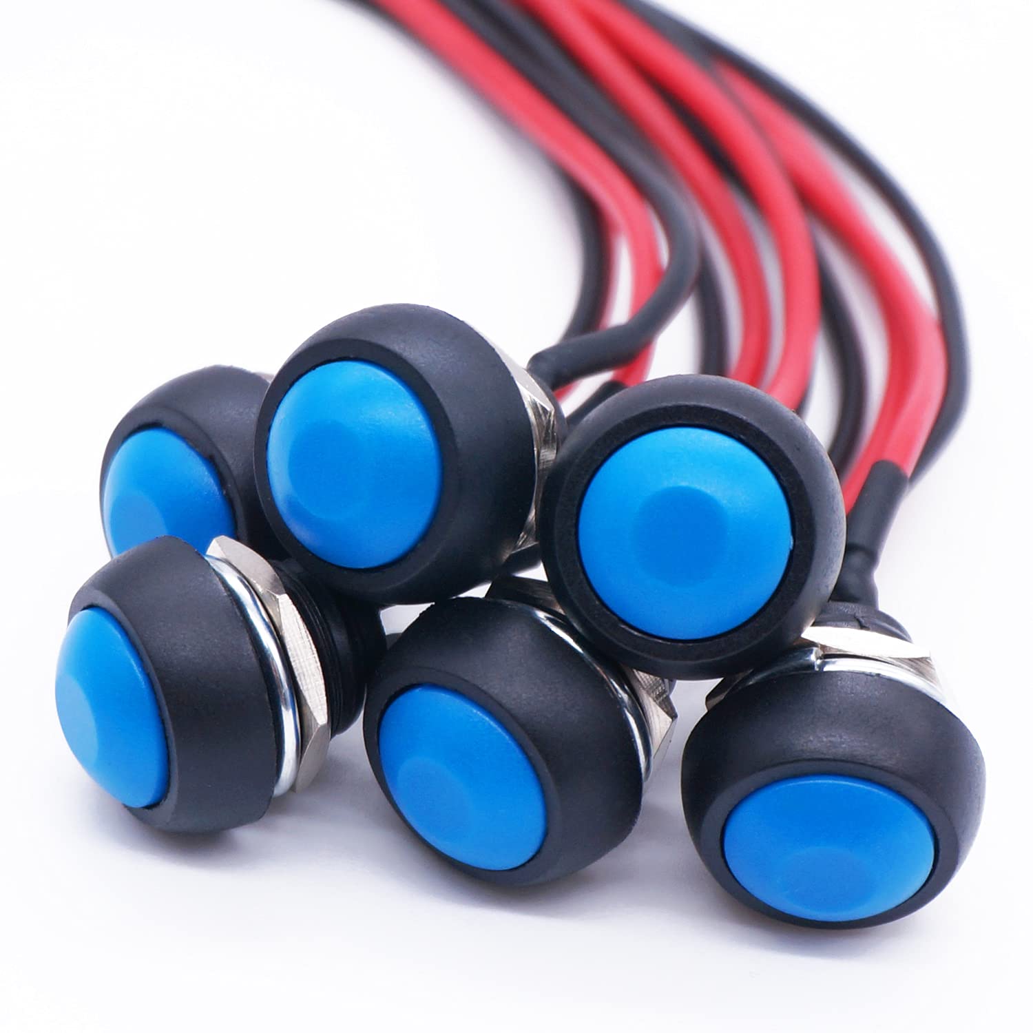 Snapklik.com : Twidec/6Pcs 12mm Momentary Push Button Switch 1/2" Mounting Hole On Off Mini ...