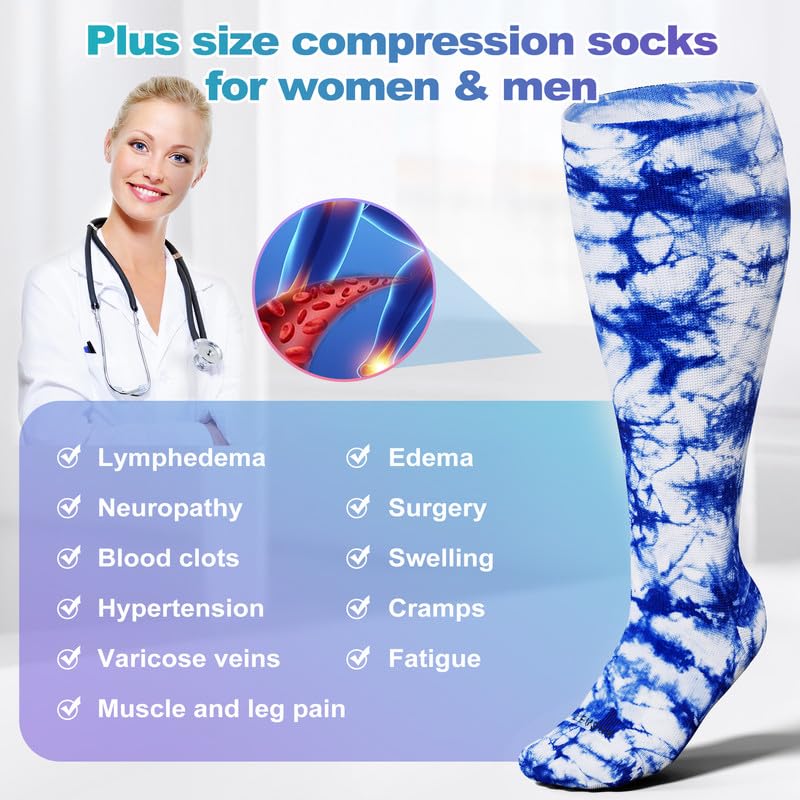 Snapklik.com : Plus Size Compression Socks Wide Calf Support Sock For ...