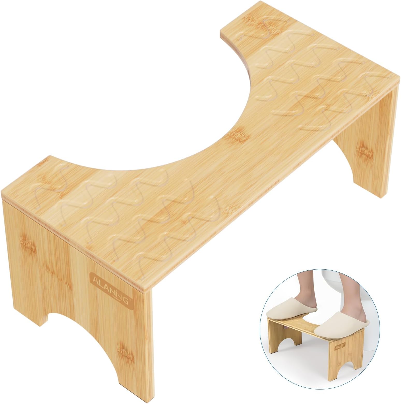 ALANNG Bamboo Toilet Stool Adults Foldable, 7 Inch Squat Toilet Step ...