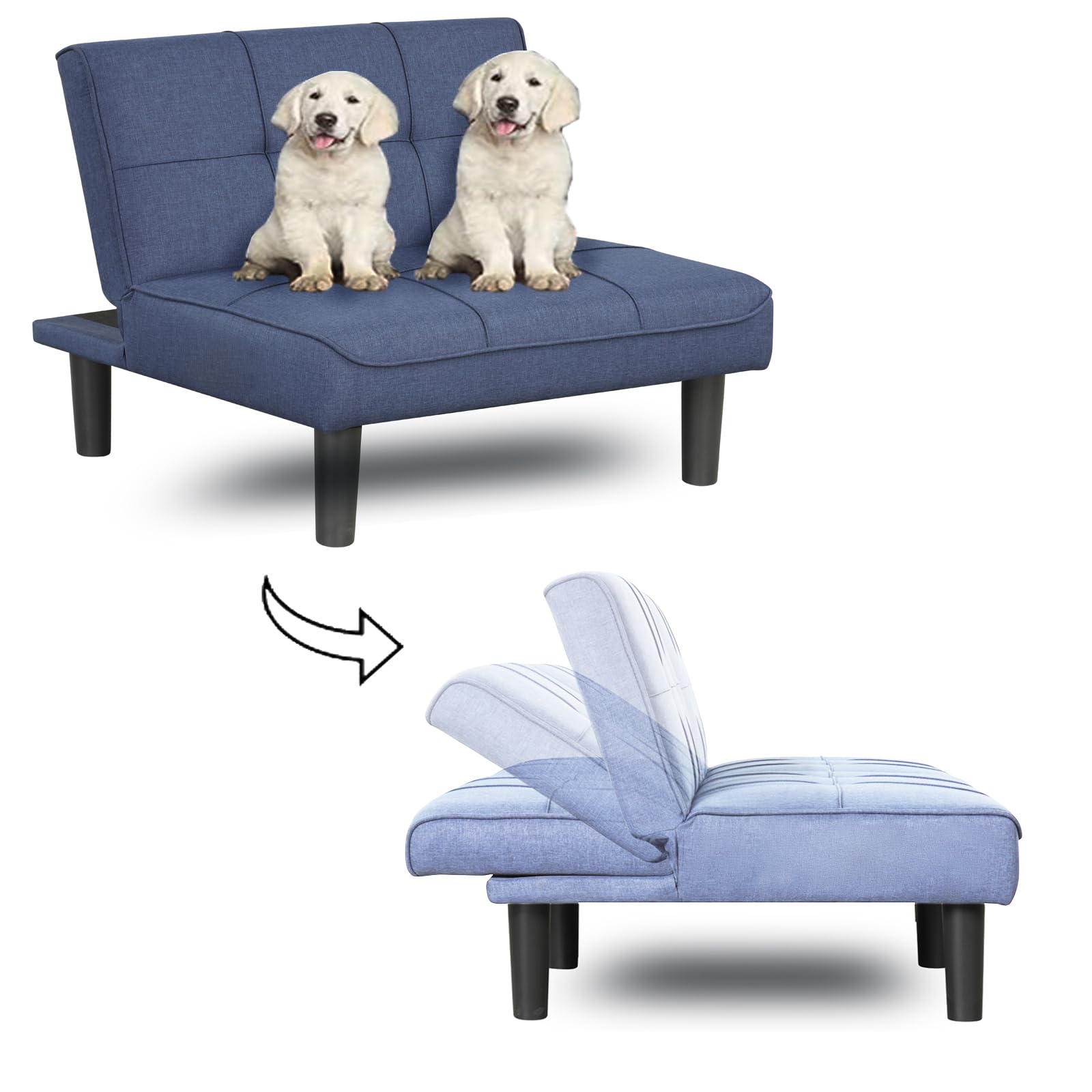 Amazon.com: KAIRUITUCH Small Mini Futon Couch, Adjustable Backrest ...