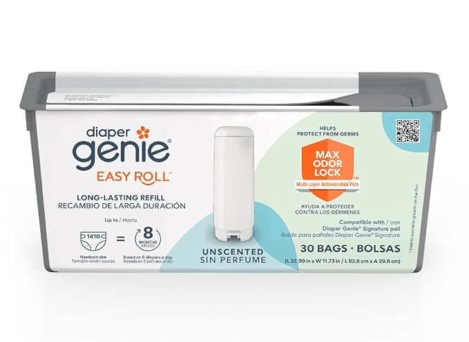 Amazon.com: Diaper Genie Easy Roll Refill with 30 Bags, Holds up to ...