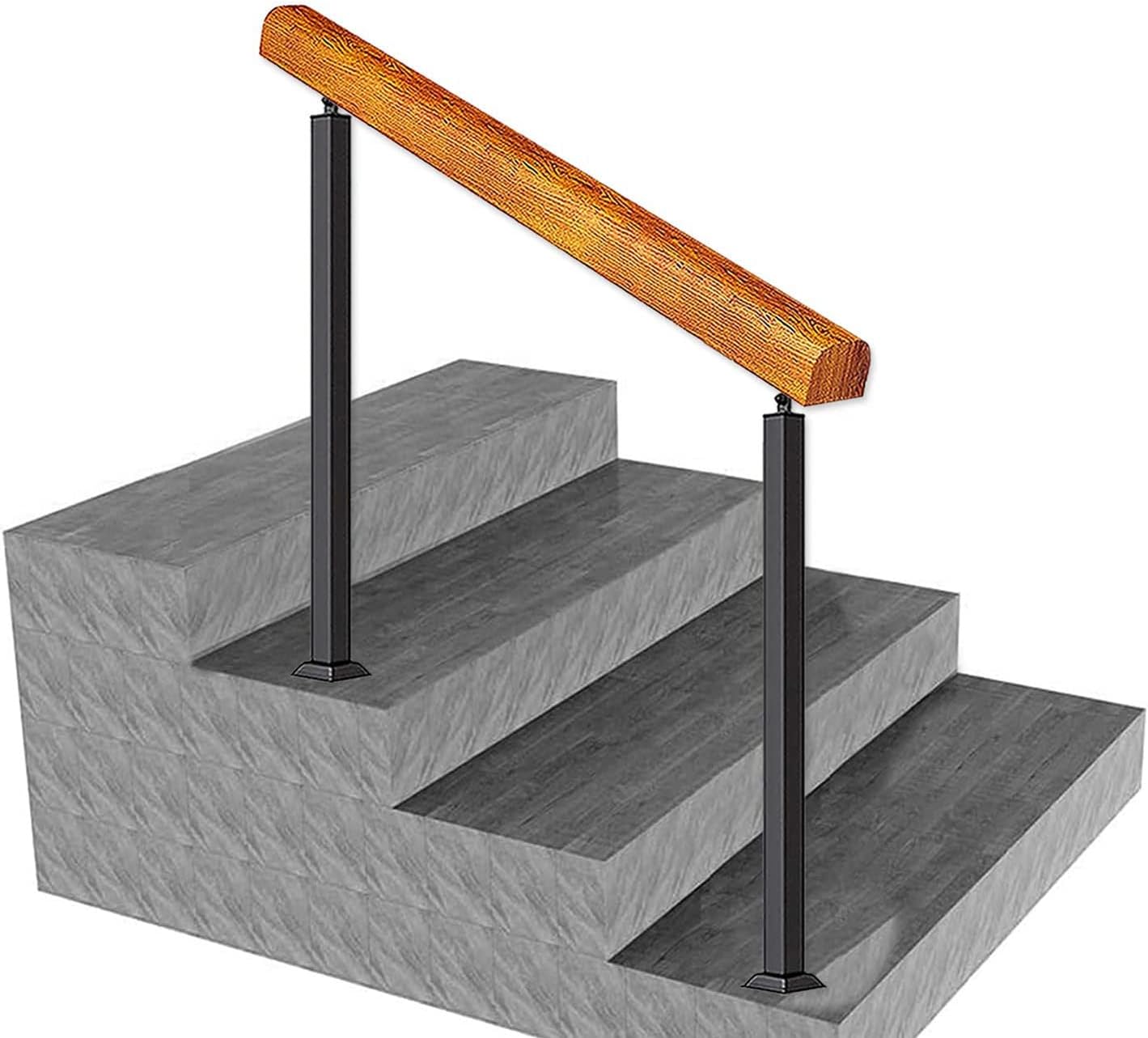 Lsoiup Handrails for Outdoor Steps, Solid Wood Hand Rail Railing for ...