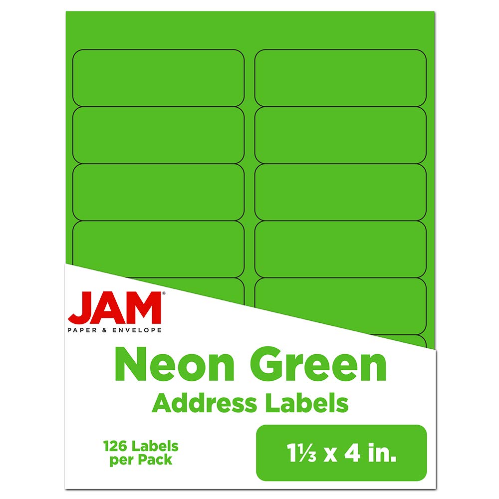 Snapklik.com : JAM Paper Address Labels - 1 1/3 X 4 In - Neon Green ...