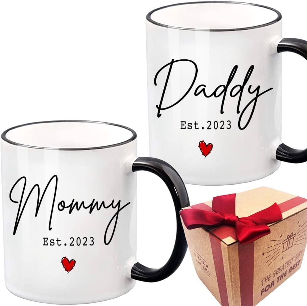 SUUURA-OO Est 2023 New Daddy & Mommy Coffee Mugs Set of 2, First Time ...