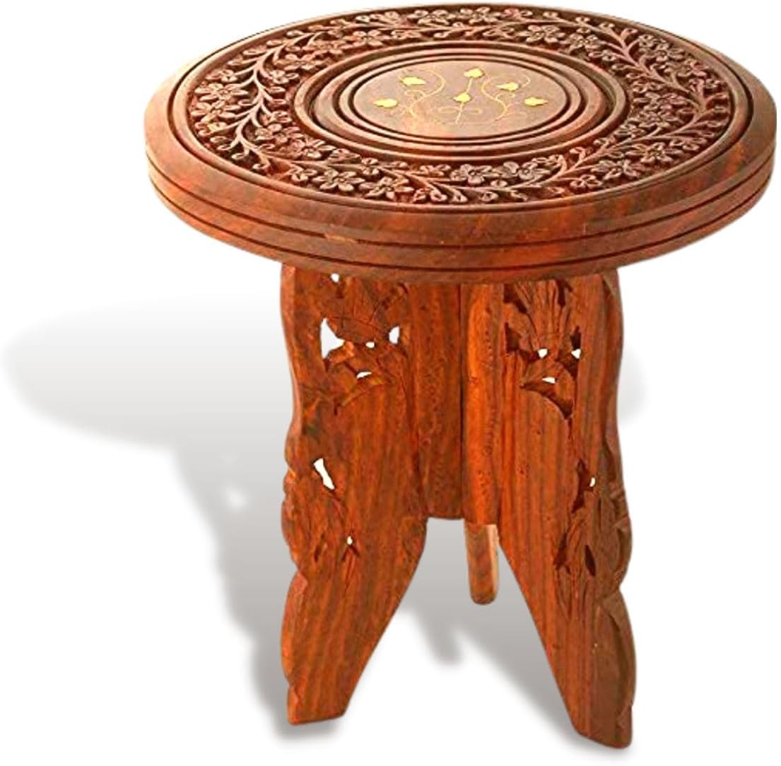 Urban Guru ® Vintage Sheesham Wood Small Real Wood Edge Table for Home ...