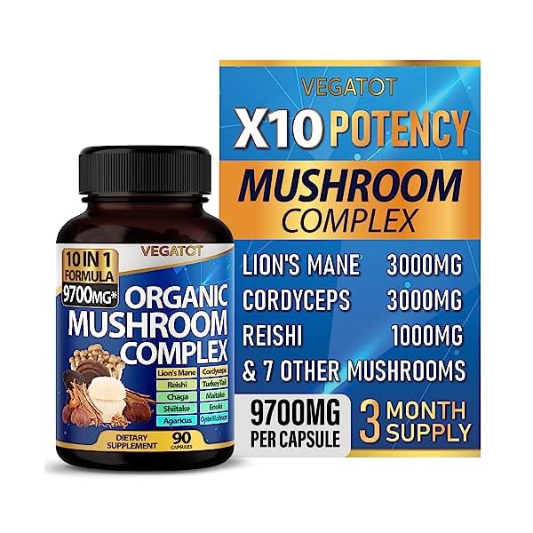 10 in 1 High Strength Mushroom Supplement - Lions Mane, Cordyceps ...