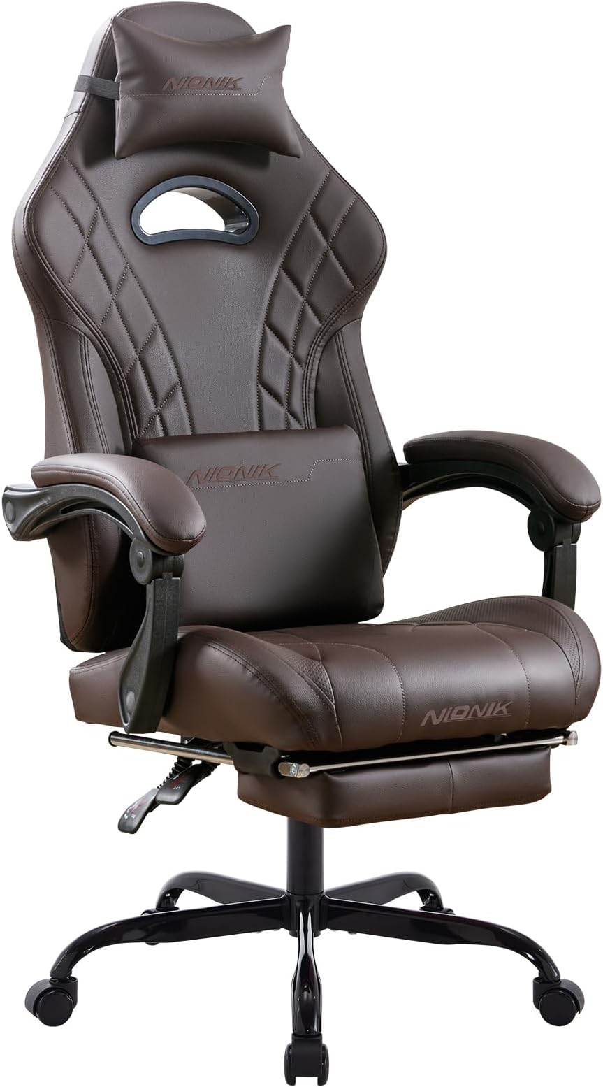 Amazon.com: NIONIK Gaming Chair with Footrest and Massage Lumbar ...