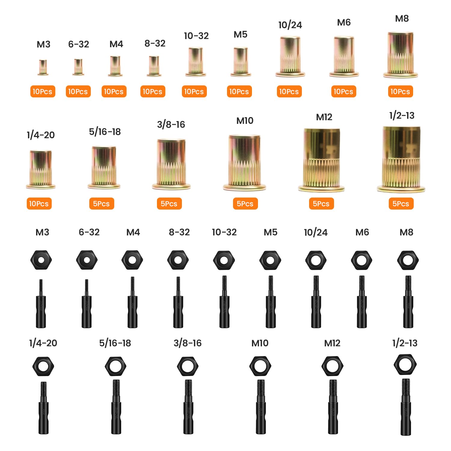 Snapklik.com : HARDELL Rivet Nut Tool Kit, 16-Inch Release Rivnut Tool
