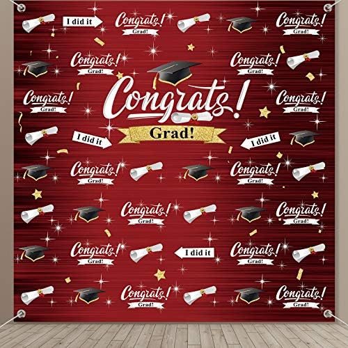 Amazon.com : Avezano 7x5 Graduation Backdrop Maroon Red Glitter Class ...