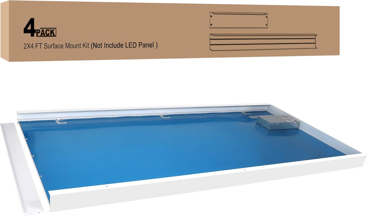 2x4 LED Panel Surface Mount Kit - 4 Pack 24x48 inch Flush Mount Ceiling ...