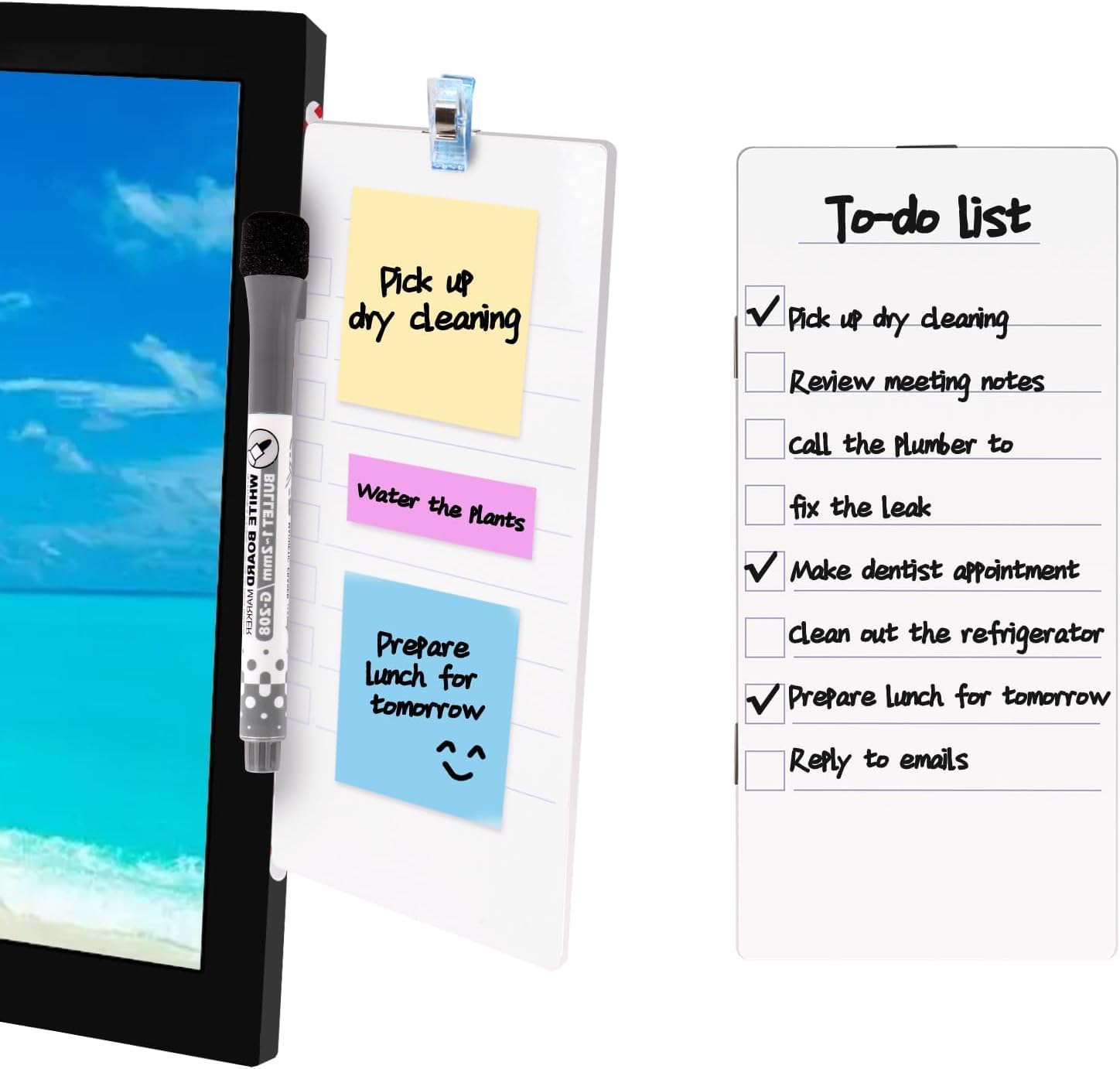 Amazon.com : LRZCGB Monitor Memo Board,2 Pieces Acrylic Monitor Sticky ...