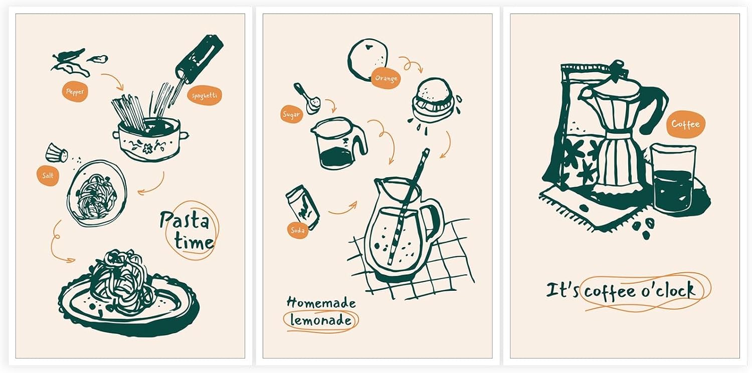 Amazon.com: Set Of 3 Gourmet Food Drinks Posters Funny Homemade Drinks ...