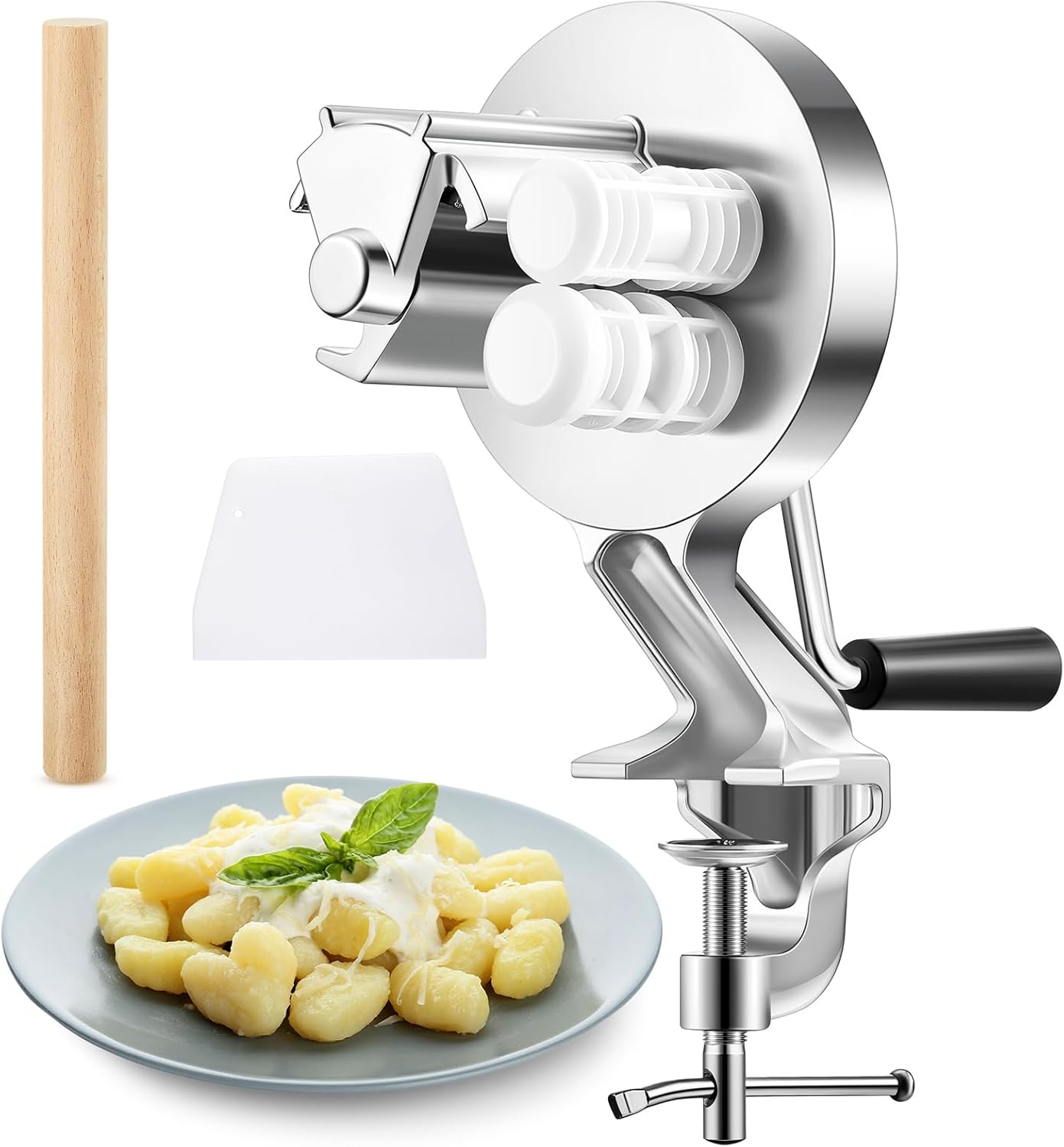 Amazon.com: Cavatelli Pasta Maker Machine with Wooden Rolling Pin and ...