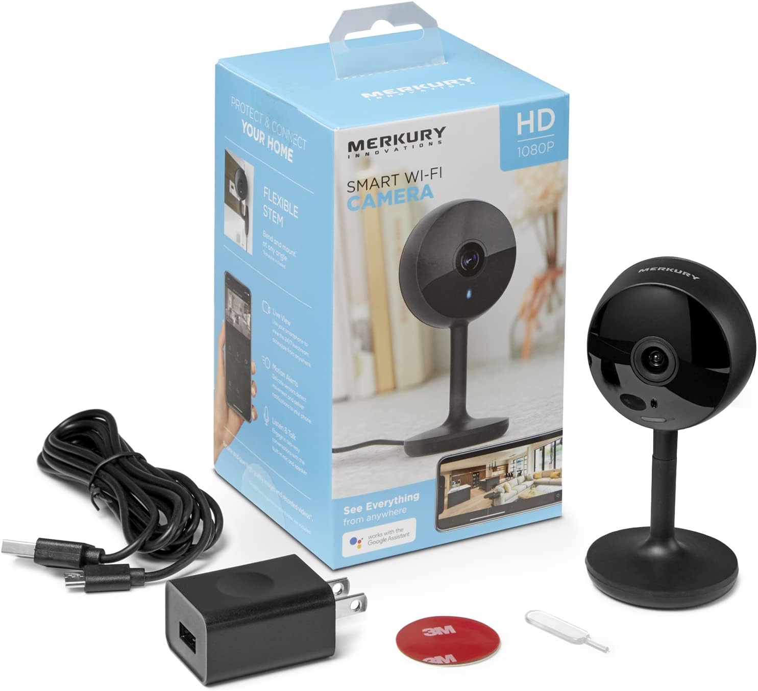 Amazon.com: Merkury Innovations 1080p Smart Wi-Fi Camera with Voice ...