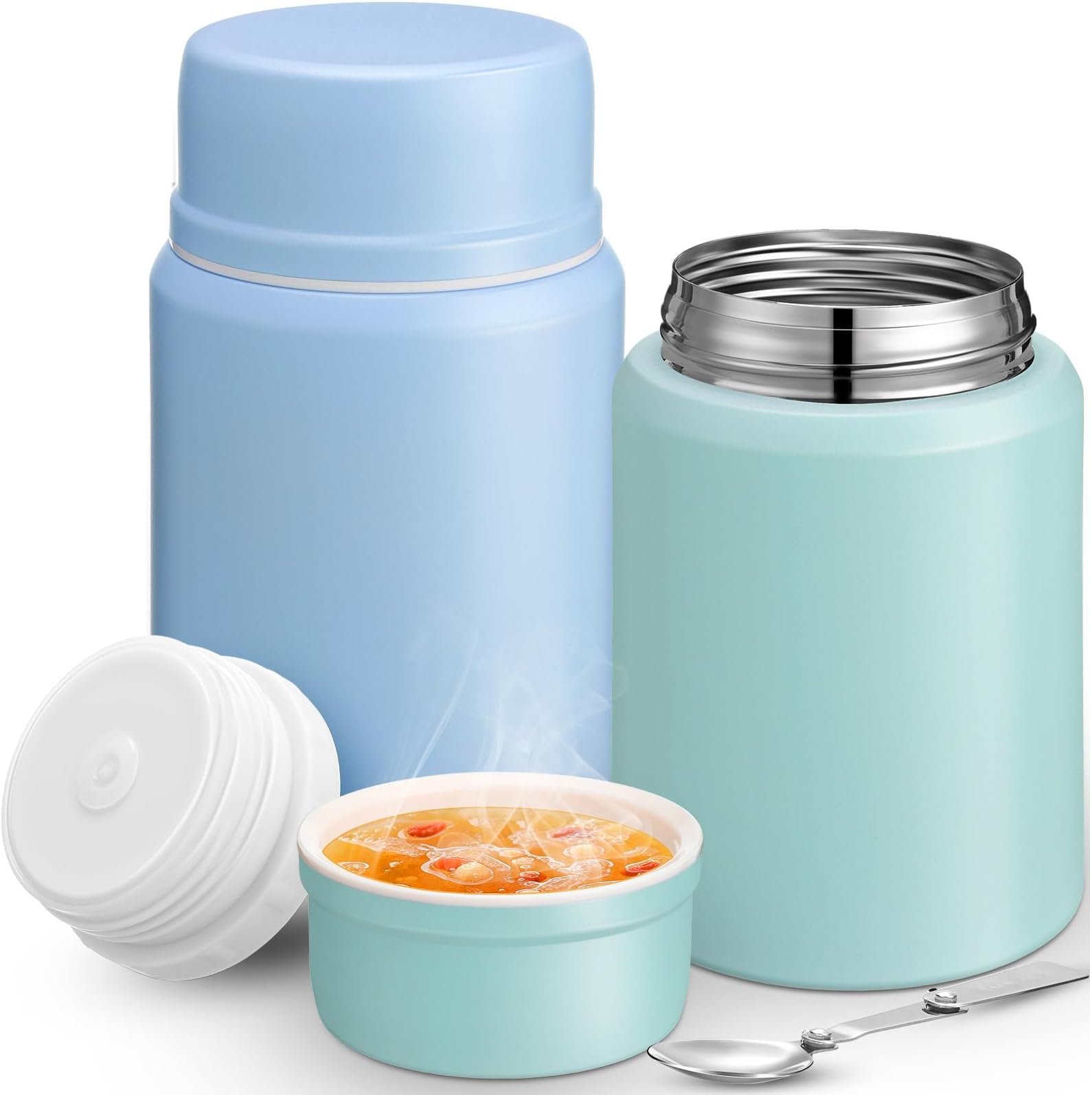 Amazon.com: Layhit 2 Pack Insulated Food Jar Insulated Food Container ...