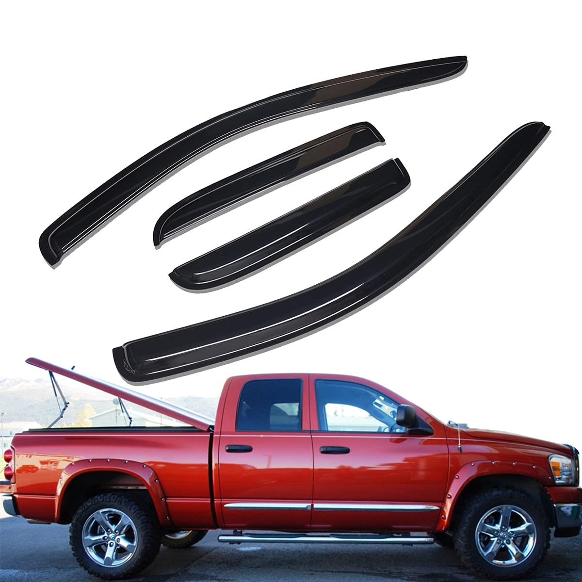 Lightronic WV94623 Outside-Mount Side Window Visor Deflector Rain Guard ...