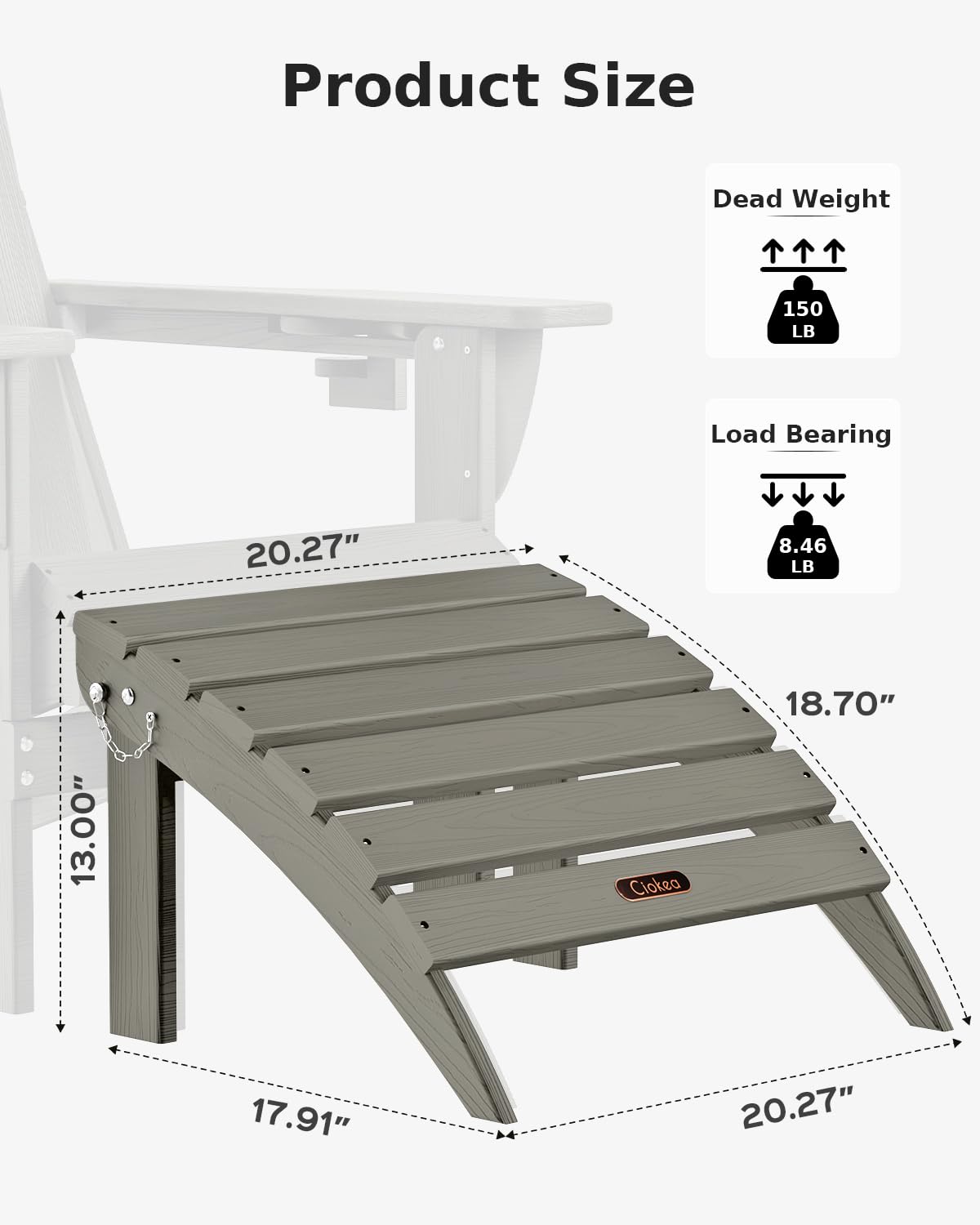 HDPE Weather Resistant Stool Ciokea Plastic Folding Footstool - Grey ...