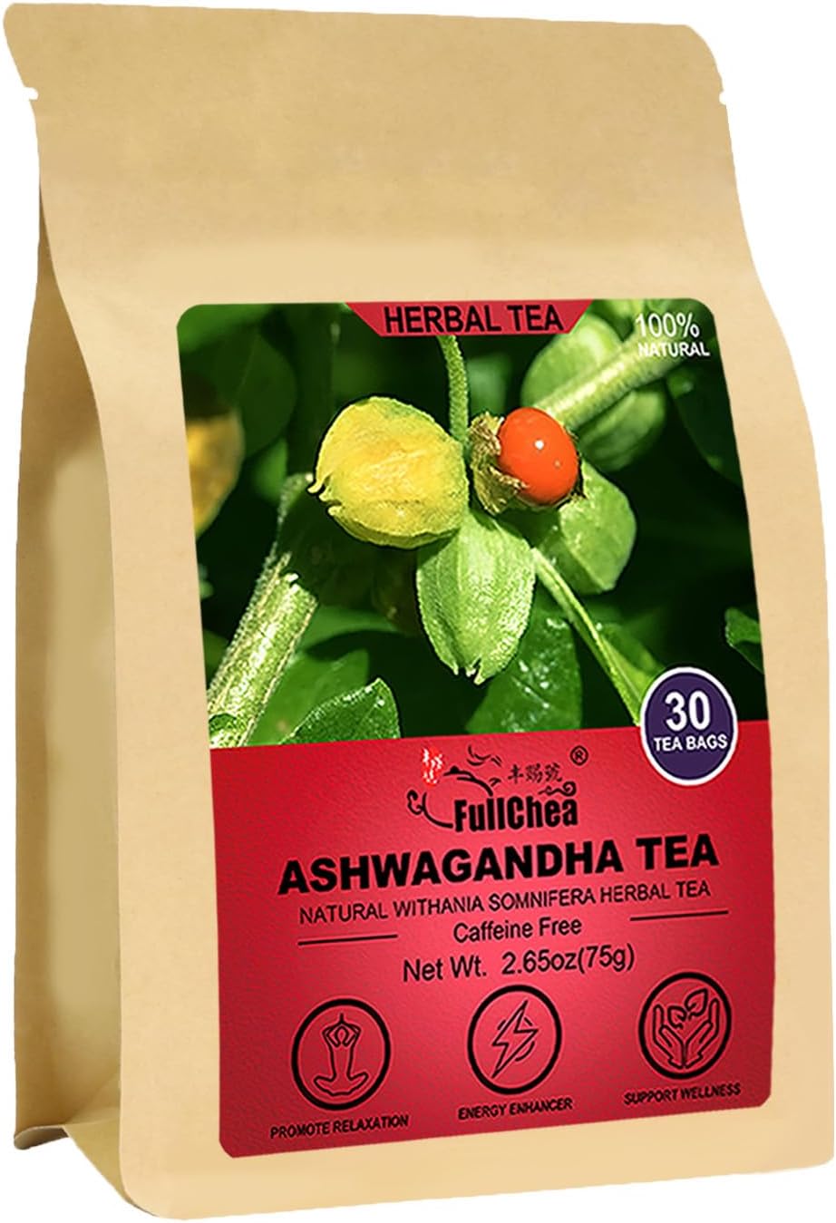 Amazon.com : FullChea - Ashwagandha Tea, 2.5g X 30 Count - Sourced from ...
