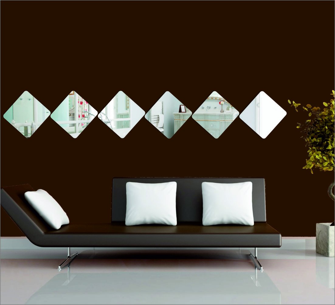 Buy Wall1ders 6 Curve Square 4 Inch Mirror Stickers for Wall, Acrylic ...