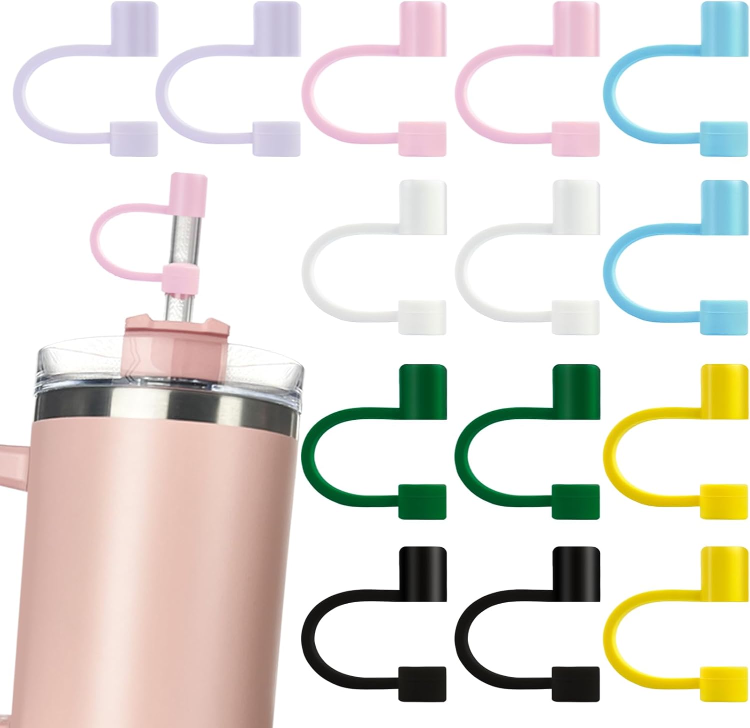 Amazon.com | Velaco 14Pcs 0.4in/10mm Diameter Silicone Straw Covers Cap ...