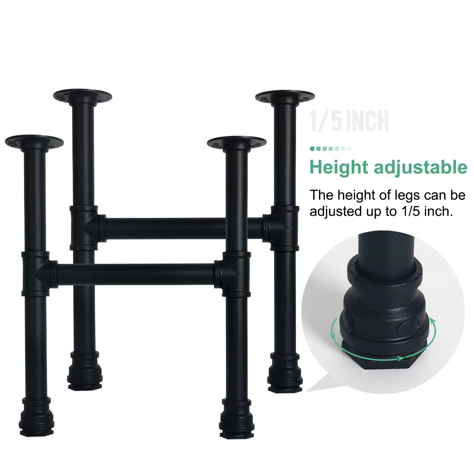 HouseAid 16 Inch Industrial Pipe Legs, Rustic Iron Legs for Custom ...