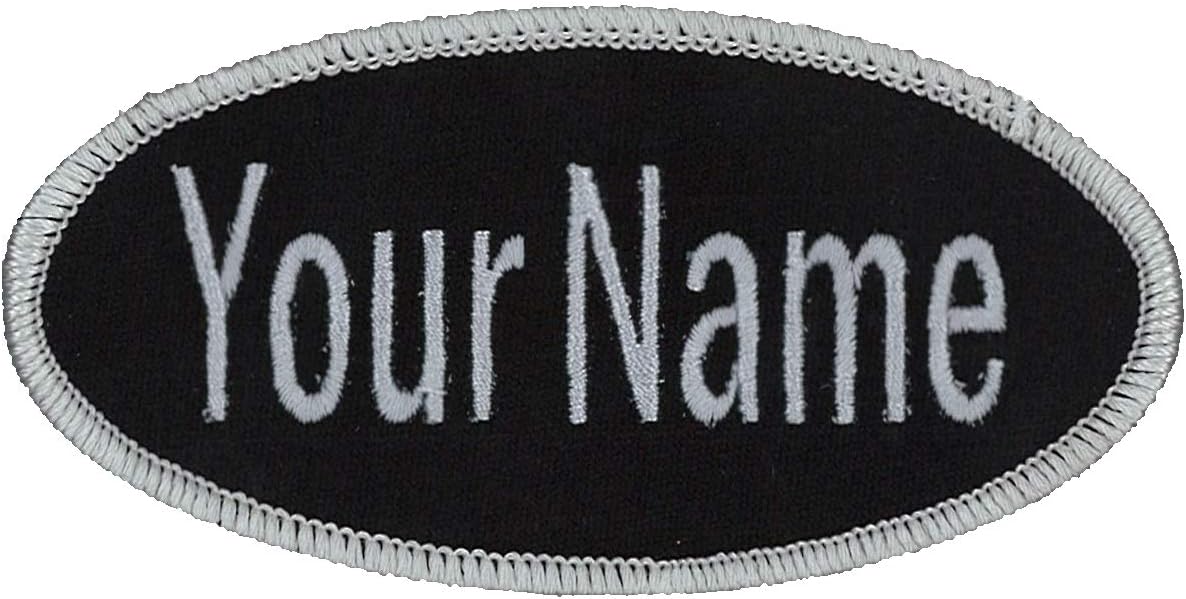 Amazon.com: Oval Name Patch Uniform Work Shirt Custom Embroidery Silver ...