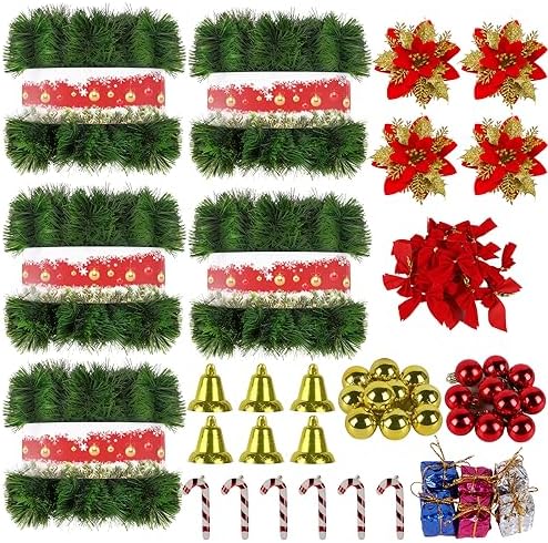Amazon.com: 5 Pack 250FT Christmas Garland Flower for Christmas and Non-Lit Soft Greenery ...