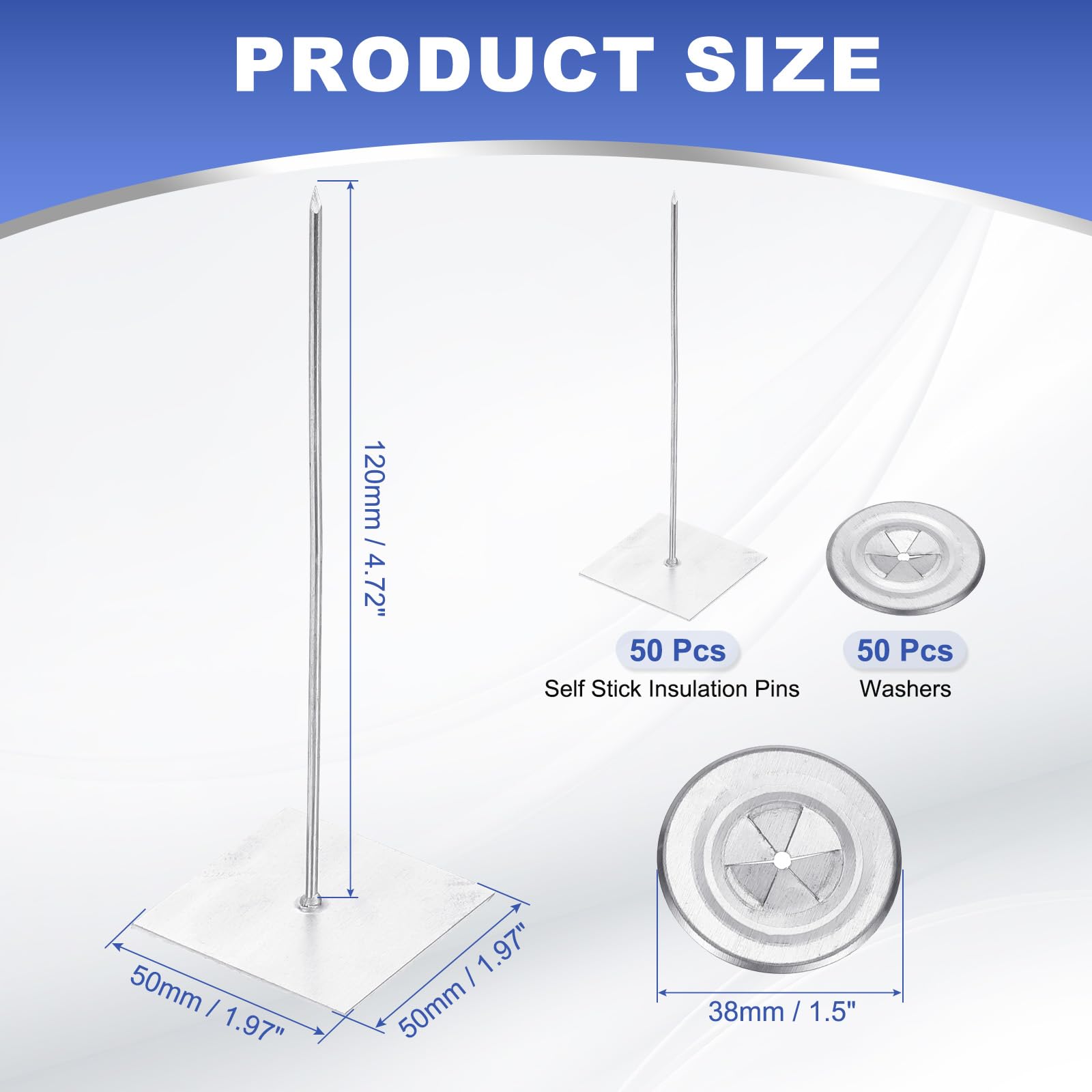 Snapklik.com : HiPicco 120mm Self Stick Insulation Pins, 50 Sets 1.5 ...