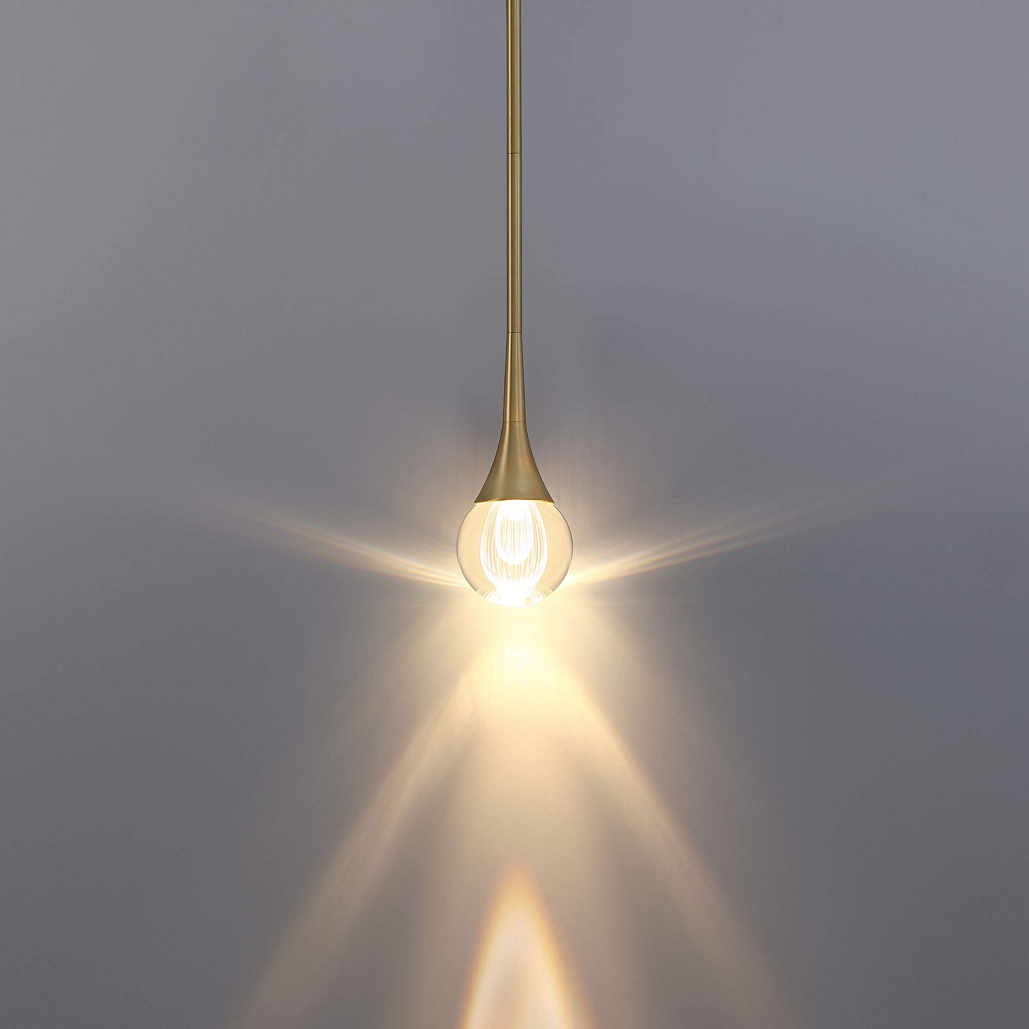 MOTINI 1-Light Teardrop Crystal Pendant Light in Gold Brushed Brass ...