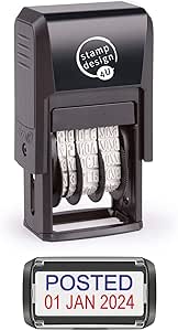 Self Inking Changeable Date Stamp - Posted Date Stamp in Blue and Red ...