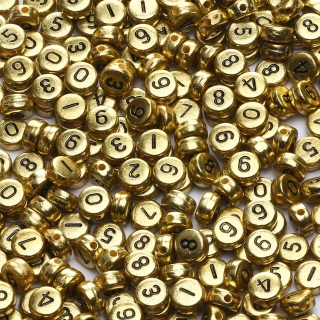 Amazon.com: DAHI 800pcs Number Beads Gold Round Acrylic 0-9 Number ...