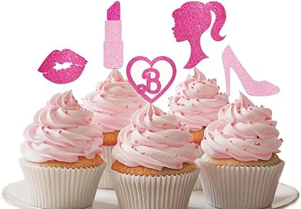 Amazon.com: 15Pcs Princess Hot Pink Cupcake Toppers and Pink Glitter ...