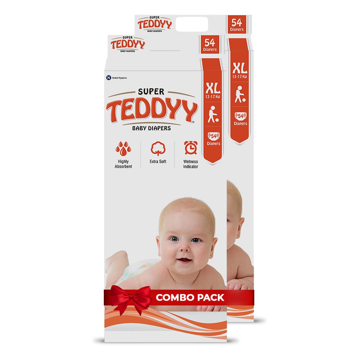 Buy TEDDYY Baby Diapers Super Xlarge 108 Count (Pack of 2), 13-17 kgs ...