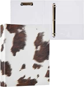 Amazon.com : ATTX White Brown Print Cow 3 Ring Binder 1.5 Inch for ...