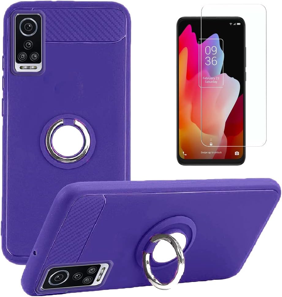 Amazon.com: HANAIETTE BLU F92e 5G Case and Tempered Glass Screen Protector, Rotating Ring ...