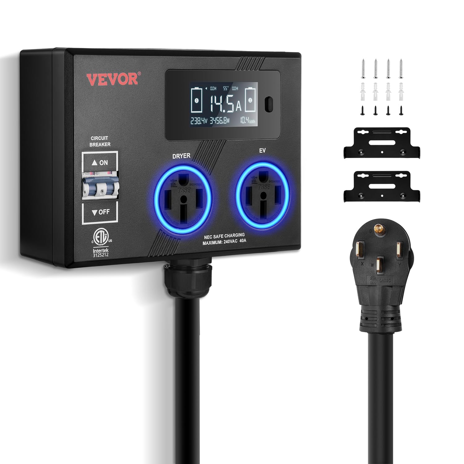 Amazon.com: VEVOR NEMA Splitter for Dryer and EV, 3-Color LED Indicator, 240V Smart Power ...