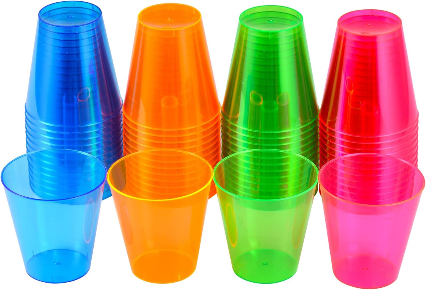 Amazon.com: MATANA 150 Neon Plastic Shot Glasses (1oz), Party Shot Cups ...