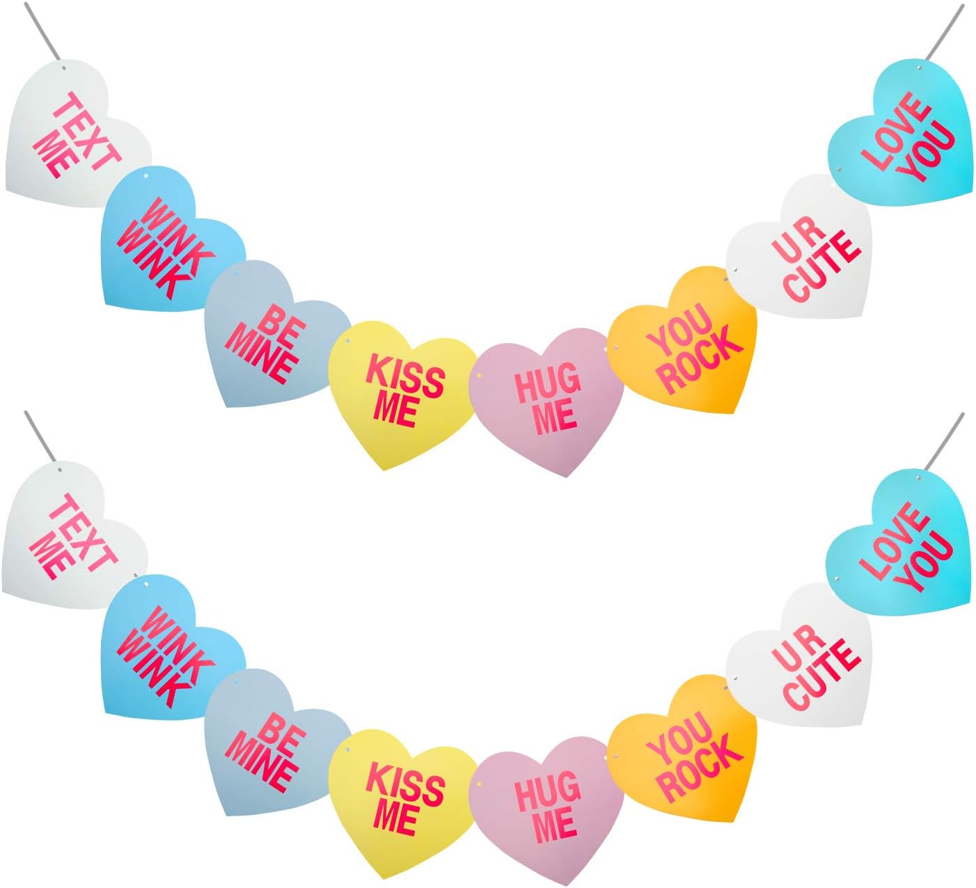 Amazon.com: Glitter Paper Heart Garland Banner Hanging String Banner ...