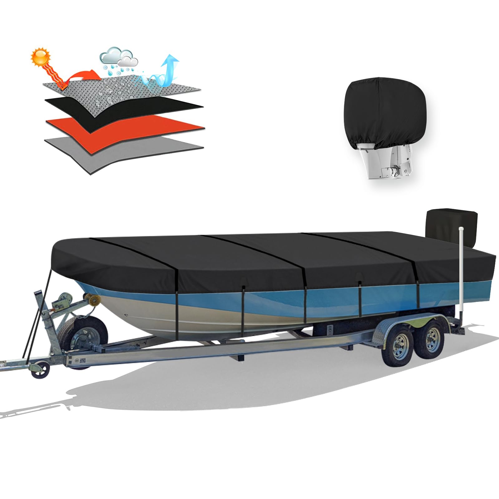 Amazon.com: Solim 14FT Jon Boat Cover with Motor Cover, 900D PU ...