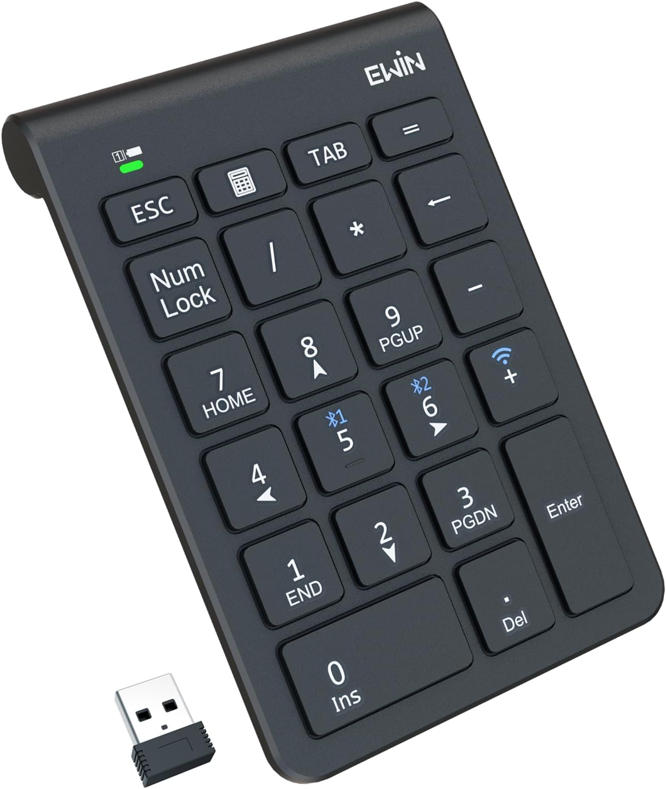 Amazon | Ewin テンキー Bluetooth/ 2.4G接続 numlock非連動 3台デバイス接続 ワイヤレス 数字キーボード ...